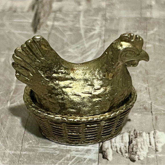 Dining | Miniature Metal Chicken Hen Salt Cellar Pot Vintage | Poshmark
